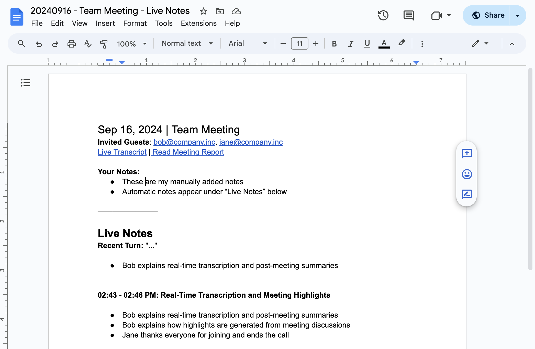 Live Notes with Google Docs – Read Help Center
