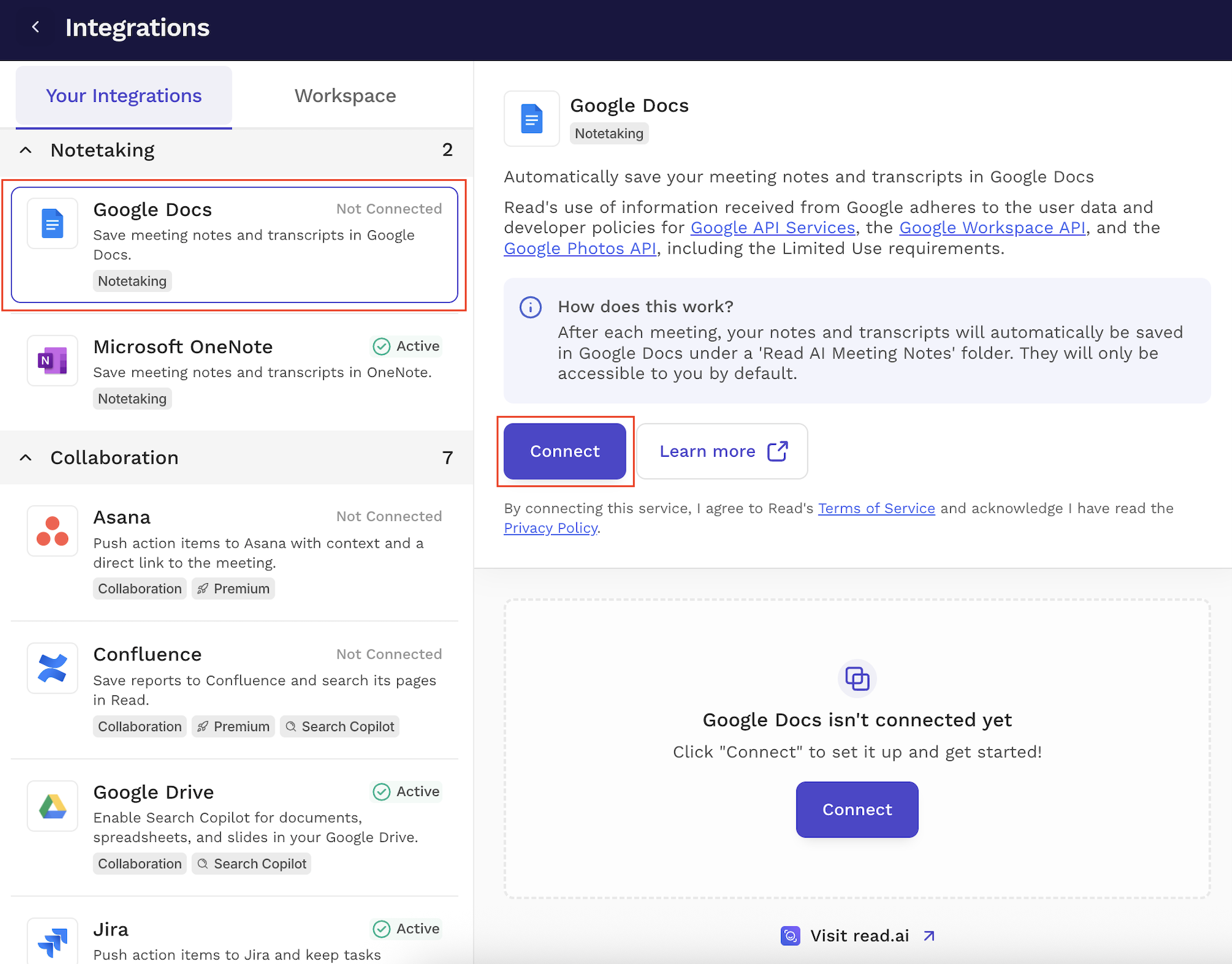 Saving Meeting Notes to Google Docs – Read Help Center