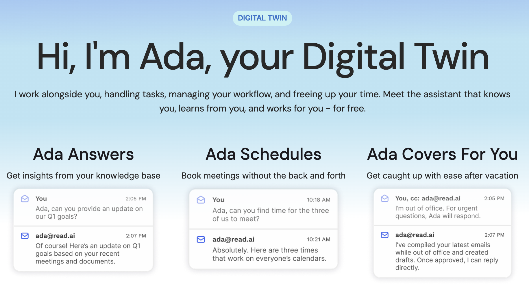 Get started with Ada: Read AI's Executive Assistant – Read Help Center